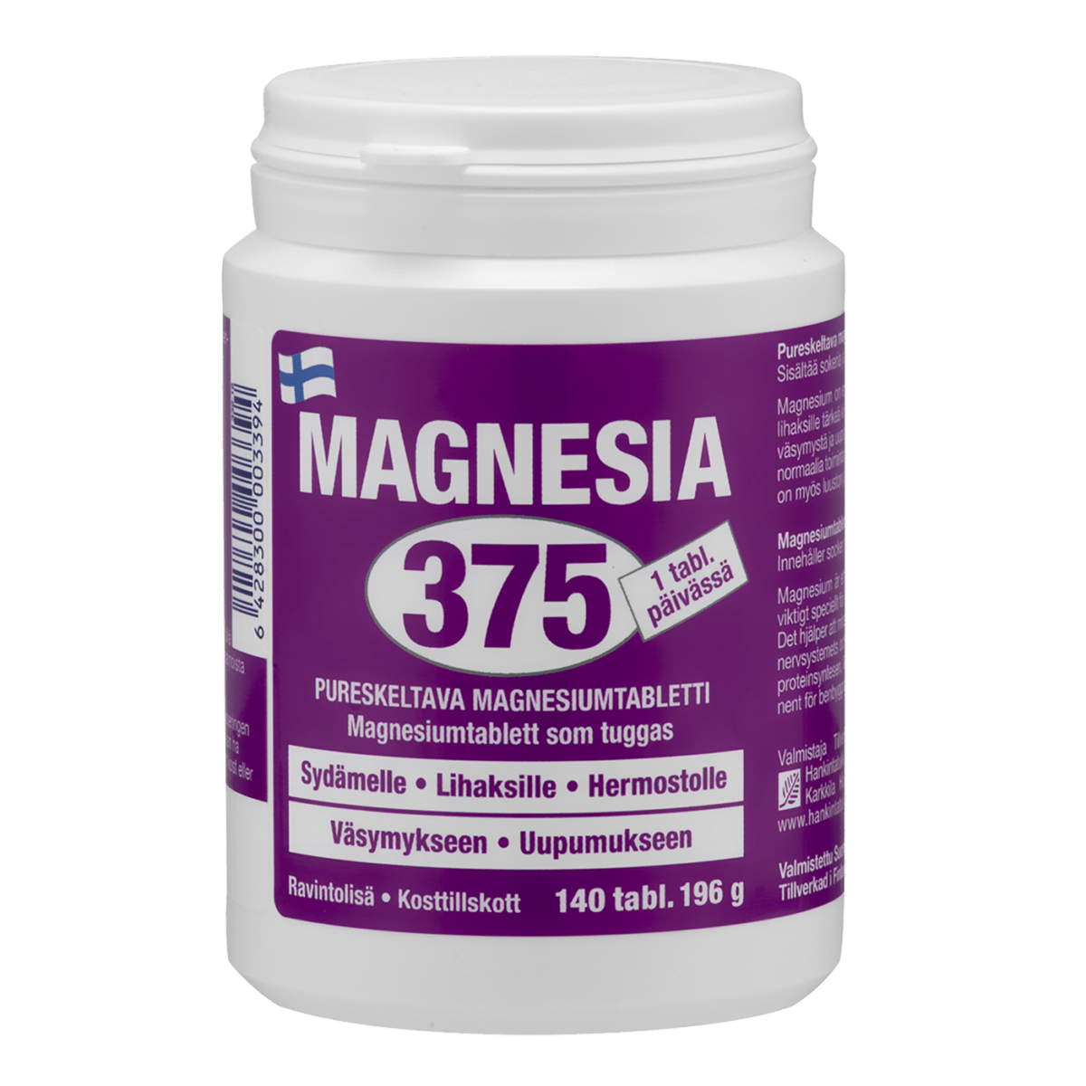 Magnesia 375, 140 tabl. – Nordic Immunity Supplements
